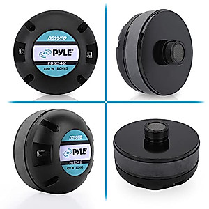 Pyle 1.35 Inch Tweeter Horn Driver-400 Watt High Power Car Audio Speaker System w/Flat Aluminum Voice Coil,Titanium Diaphragm, 1kHz-20 kHz Frequency,104 dB, 8Ohm, Heavy Duty 20 oz Magnet PDS342, Black