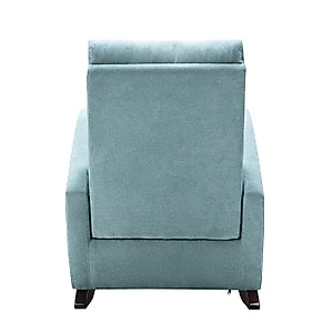 Rocking Chair Glider Chair for Nursery Comfortable Rocker Fabric Padded Seat with Side Pocket Upholstered Rocking Chairs with High Back for Living Room Baby Kids Room Bedroom (Mint Green)