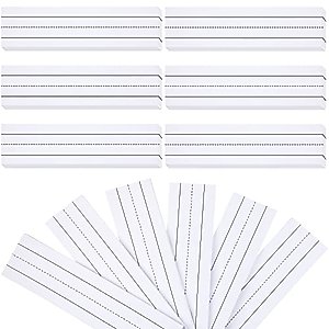 600 Sheets Sentence Strips Ruled for Teachers Name Writing Strips Adhesive Lined Word Strips Classroom Supplies Dry Erase Sentence Strips for School Office Supplies, 3 x 12 Inch, 6 Pack (White)