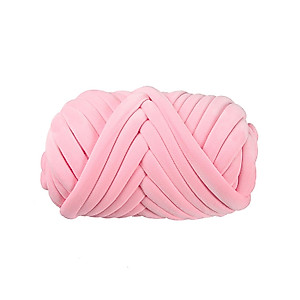Velvet Chunky Yarn Bulky Giant Arm Knitting Yarn, Super Soft Tubular Weight Jumbo Yarn,DIY Crochet Hand Knitting Thick Yarn for Blanket,Pet Bed, Rugs Pillow,Handbag(2.2lb-Pink)