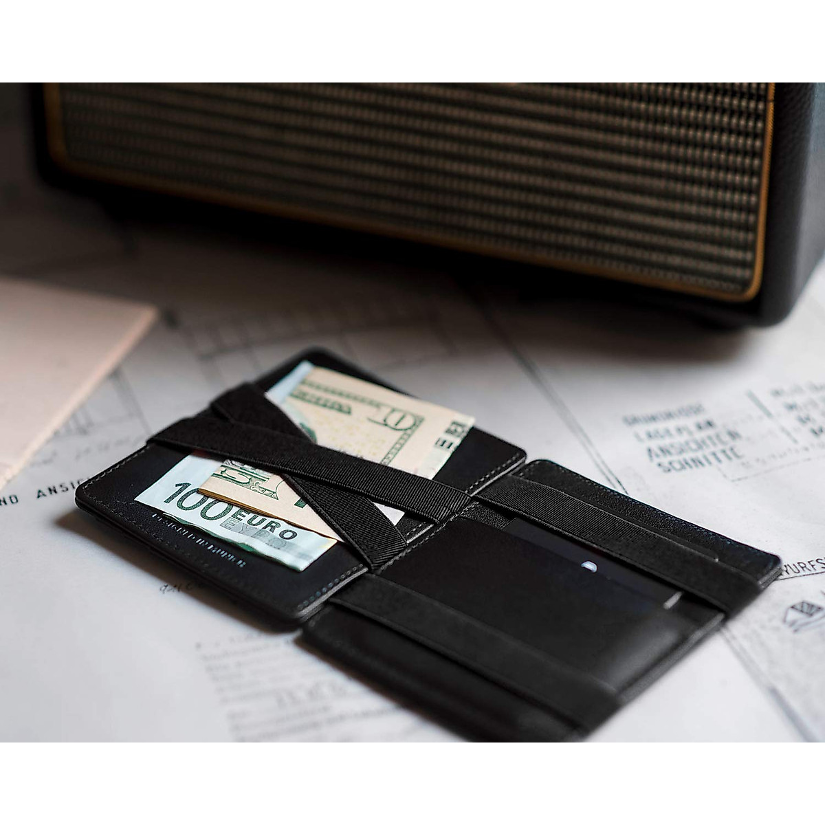 Jaimie Jacobs Flap Boy Slim Magic Wallet Genuine Leather RFID Blocking (Black)