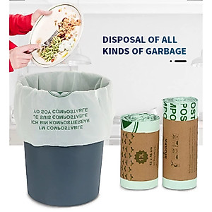 150 Pieces Compostable Trash Bags Biodegradable Kitchen Food Waste Bag, Corn Starch Garbage Bags,Life and Office Scraps Bag Fresh Air Biodegradable Compost Bags