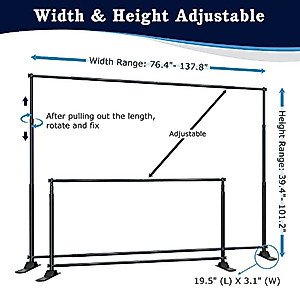 INNOVSIGN 8x10 ft Adjustable Backdrop Banner Stand, Heavy Duty Telescoping Step and Repeat Background Stand for Photography Backdrop and Trade Show Display (Thick)