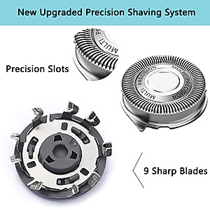 Gleway SH50/52 Replacement Heads Compatible with Philips Series 5000 Electric Shavers, SH50 MultiPrecision Blades Upgrade Heads Compatible with Norelco Series 5000 Razors, 3 Pack with Brush