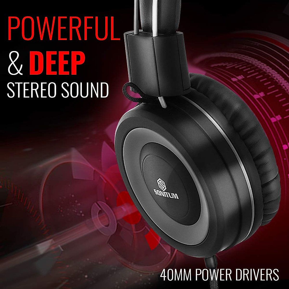 Sonitum Kids Headphones with Microphone, Wired Head Phones with Volume Control for Computer Cellphone, On Ear Headphones for School, Foldable/Adjustable fit Tangle Free 1.5m Cord, 3.5mm Jack