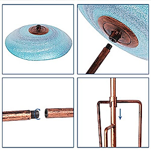 VCUTEKA Outdoor BirdBath Glass Bird Bath Garden Bird Feeder with Metal Stake