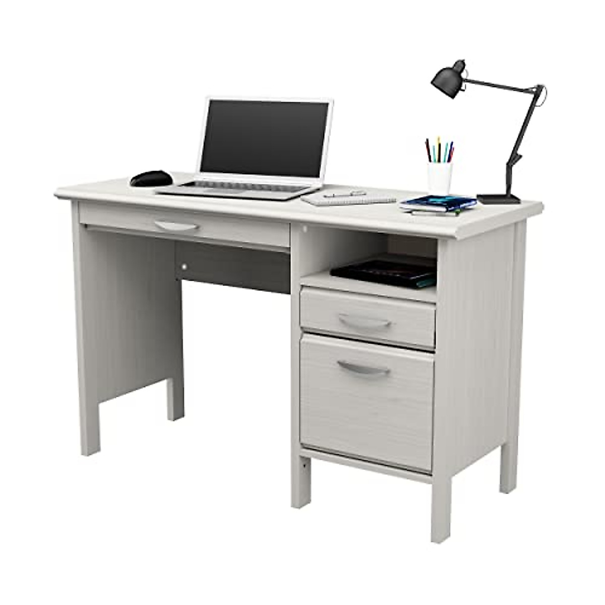 Inval 2-Drawer 1-Shelf Computer Desk with Keyboard Tray, Washed Oak