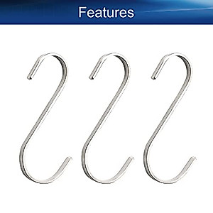 Yinpecly S Hooks 0.87" x 1.26" Flat 304 Stainless Steel S Shaped Hanging Hooks for Kitchen Spoon Towels Bathroom Bedroom Storage Room Office Outdoor Multiple Uses Silver Tone 10pcs