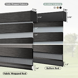 Yoolax Motorized Zebra Blinds Works with Alexa, Motorized Blinds with Remote Custom Size, Privacy Electric Blinds Zebra Blinds for Windows (95% Shading Carbon Black)