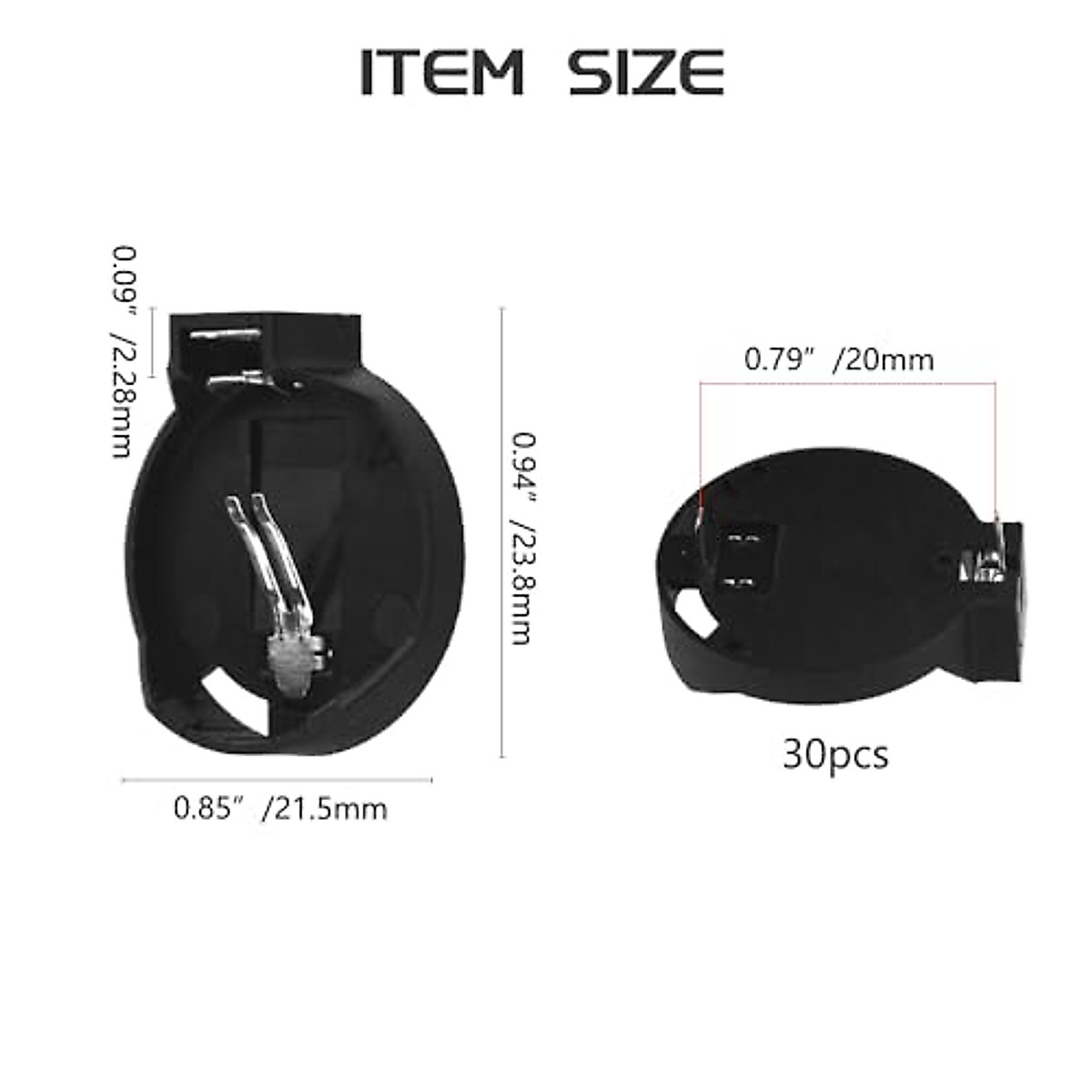 WMYCONGCONG 30 PCS CR2032 CR2025 Coin Button Cell Battery Holder Case, Black