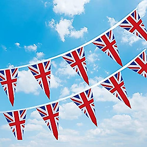 Uwariloy 23/26ft Union Jack Bunting Banner with 20 | 25 Triangle Flags for Queen Plati-num Jubilee Decorations, Royal Events Patriotic Street Party Decorations