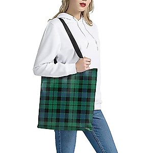 Tote Bag for Women,MacKay Clan Green Blue and Black Tartan Cute Bags Hand bags for Travel, Work