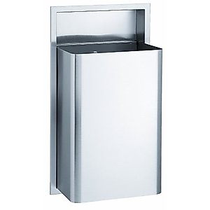 Bradley Emergency Fixtures 344-000000 Stainless Steel Recessed Mounted Waste Receptacle, 12 Gallon Capacity, 17-1/8" Width x 30-5/8" Height x 8-3/4" Depth
