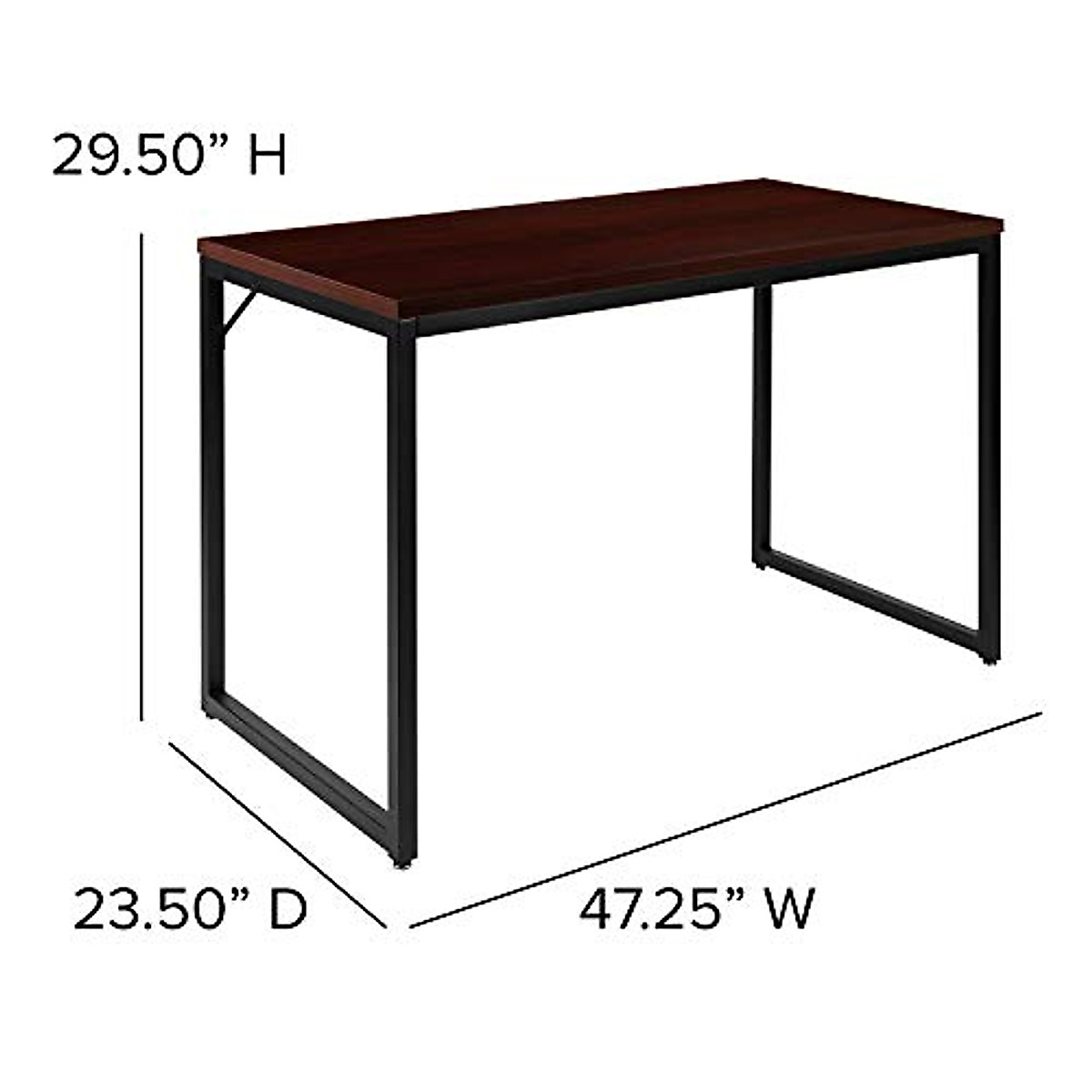 Flash Furniture Tiverton Industrial Modern Desk-Mahogany/Black Commercial Grade Computer Desk-47" Sturdy Home Office Desk-Writing Desk