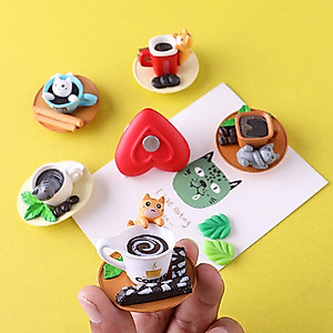 Cool Lemon Funny Cute Set of 6 3D Coffee Cats Strong Refrigerator Fridge Magnets Sticker, Kitchen Office Decoration for Whiteboard, Notes, Calendar, Notepad Gift for Kids Toddlers Adults Baby