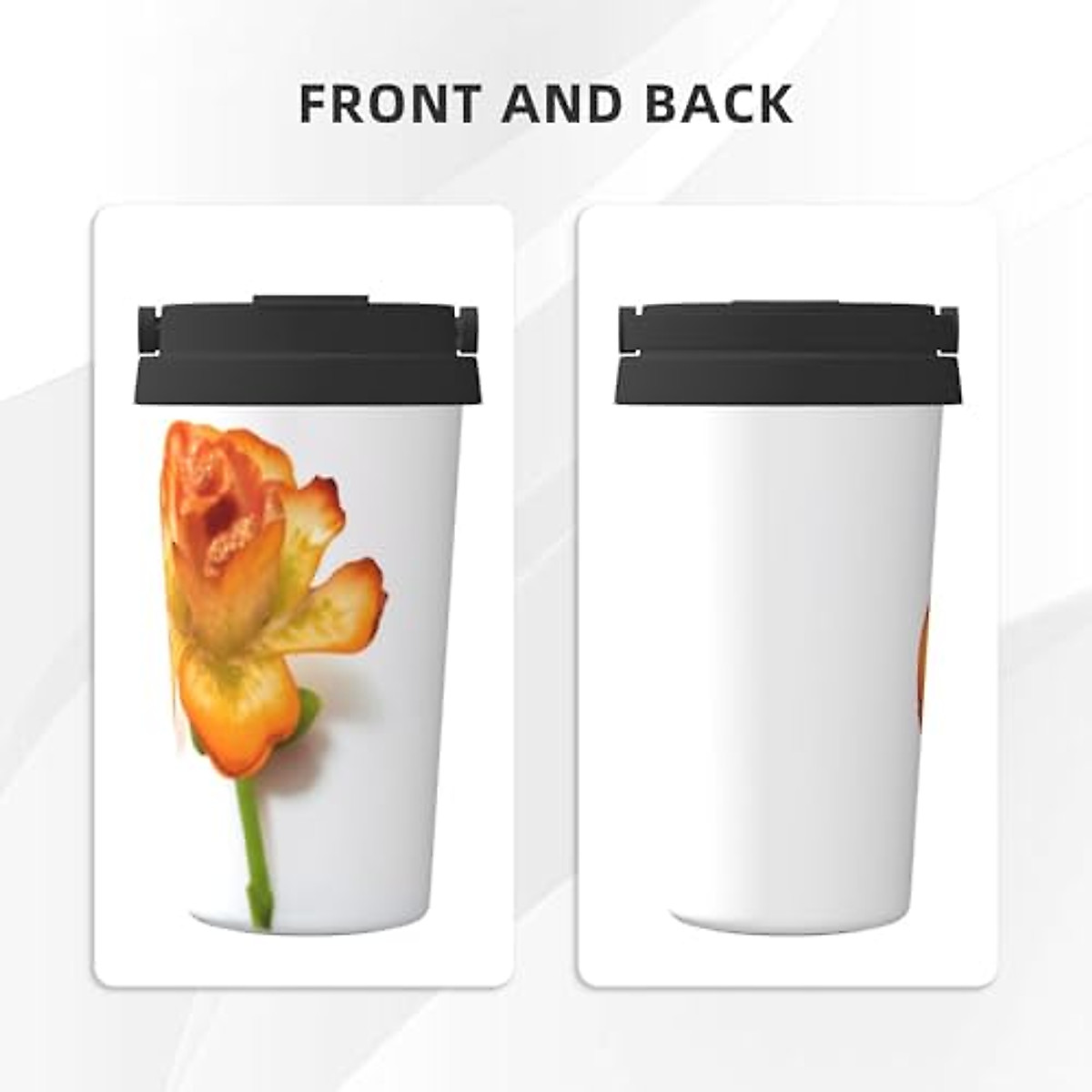 Insulated Coffee Mug Gold Rose Floral 17oz Double Wall Vacuum Stainless Steel Tumbler With Leak-Proof Lid And Handle, Cute Travel Thermos Mug For Cold Hot Drinks