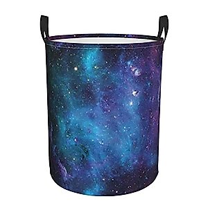 Laundry Basket,Galaxy Stars In Space Celestial Astronomic Planets In The Universe Milky Way,Large Canvas Fabric Lightweight Storage Basket/Toy Organizer/Dirty Clothes Collapsible Waterproof For College Dorms-Large