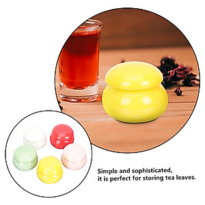 SHOWERORO 5pcs Mini Tea Cans Food Container Ceramic Storage Cans Ceramic Cookie Jar Storage Jars Ceramic Balm Jar Wooden Chanukah Ceramics Powder Decorative Jar