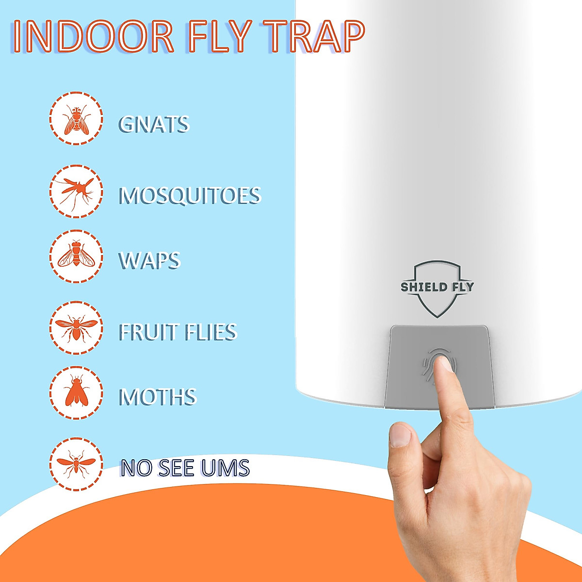 SHIELDFLY | Fly Trap Indoor, Gnat Killer Indoor, Fly Traps Indoor for Home, Highly Effective UV Light, Flying Insect Trap, Flies, Fruit Flies, Gnats & Other Flying Insects (1 Device + 4 Cartridges)