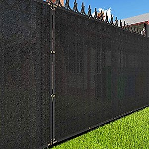 E&K Sunrise 4' x 12' S Black Fence Privacy Screen, Commercial Outdoor Backyard Shade Windscreen Mesh Fabric Shade Net Cover for Wall Garden Yard Backyard