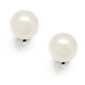 Mariell 9mm Ivory Shell Pearl Clip-On Earrings - Luxurious Freshwater-Look Pearl Button Style Clip Ons