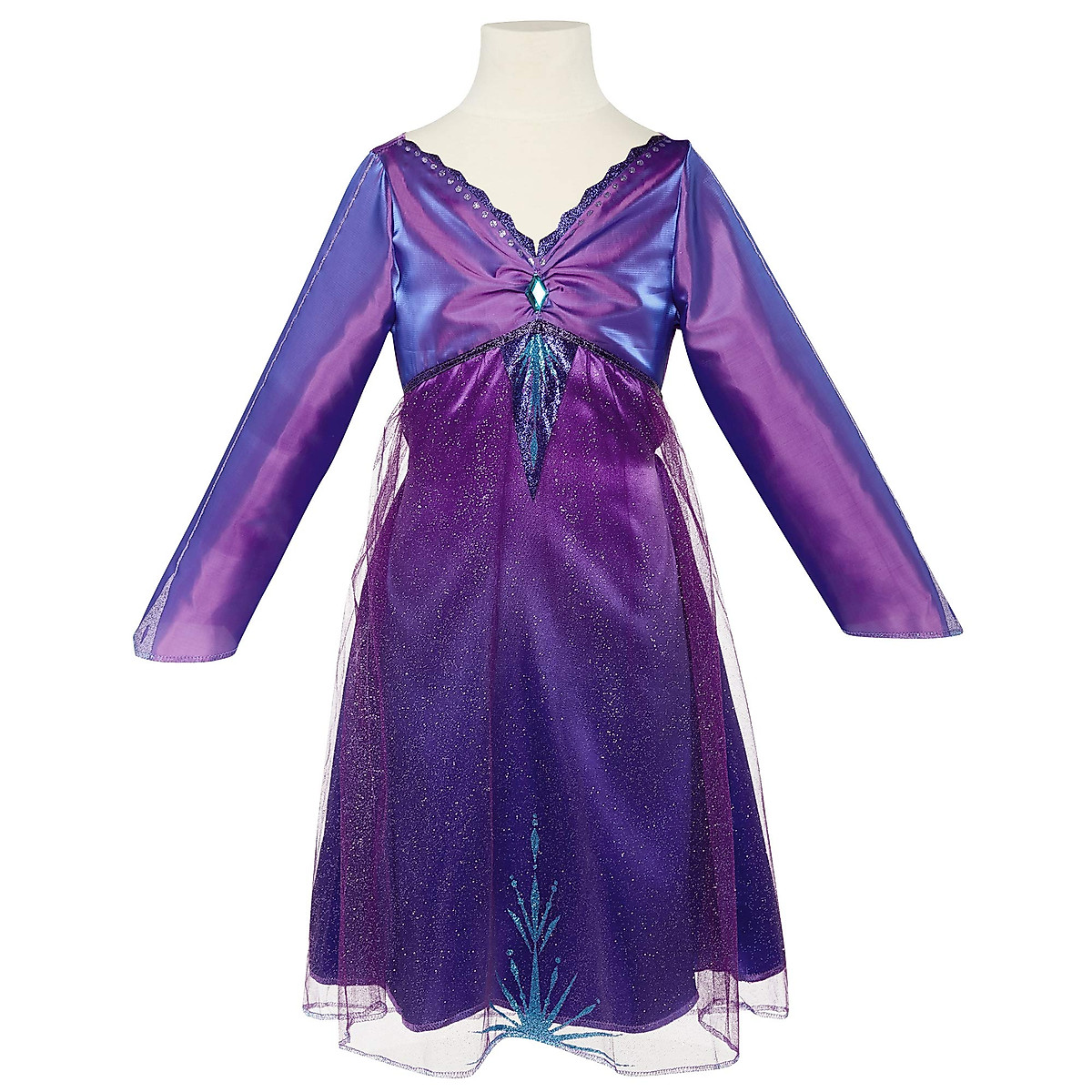 Disney Frozen Frozen 2 Elsa Purple Role-Play Dress with Diamond Gem, Fits Sizes 4-6x [Amazon Exclusive]
