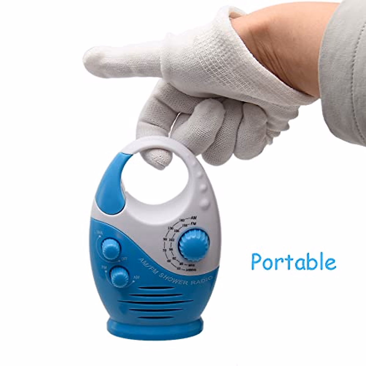 Shower Radio, Bathroom Radio AM FM, Waterproof Hanging Shower Radio Adjustable Volume