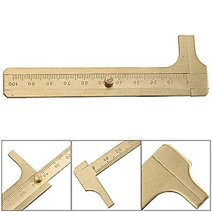 Brass Caliper Vernier Caliper Stainless Steel Sliding Gauge Vernier Pocket Caliper Ruler Measuring Tool Mini Brass Pocket Ruler(80mm Length)