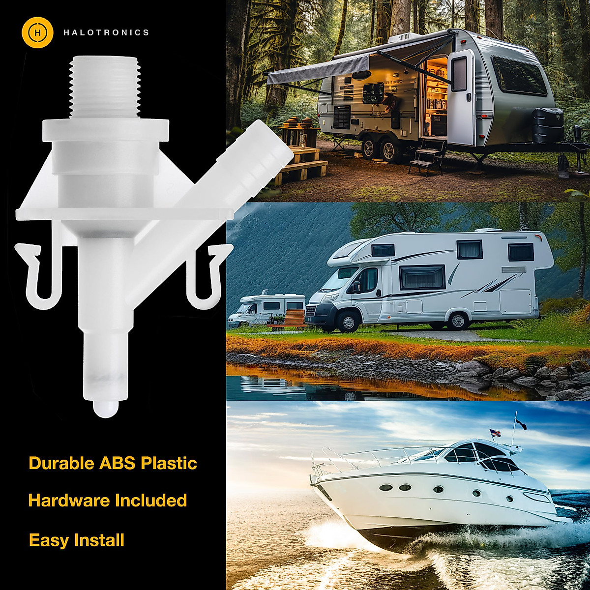 Halotronics Upgraded RV Water Valve Replacement Kit for Pedal-Flush Toilets - Compatible with Sealand Dometic 300, 301, 310, 311, 320, 321 (385311641) - Hardware Included - 2024 Model