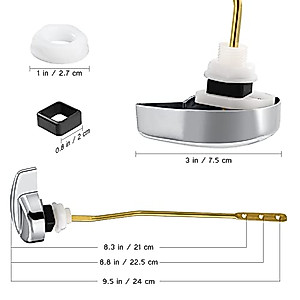 BESPORTBLE Toilet Flush Lever Toilet Lever Handle Toilet Tank Flush Lever Side Mount Toilet Lever Handle Compatible for Toilet Tank (Silver+Gold) Toilet Handles