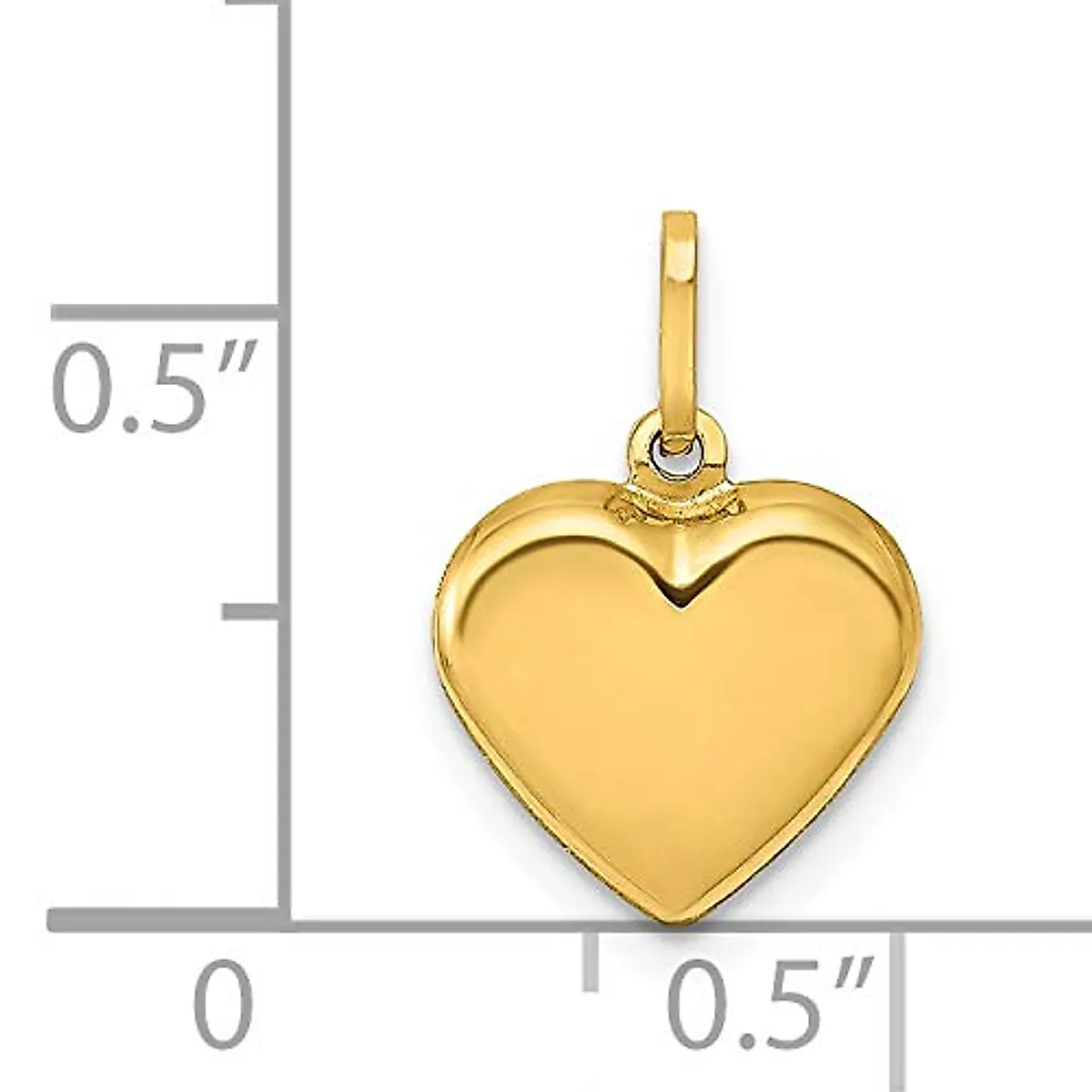 The Black Bow 14k Yellow Gold Puffed Heart Charm or Pendant, 10mm (3/8 Inch)