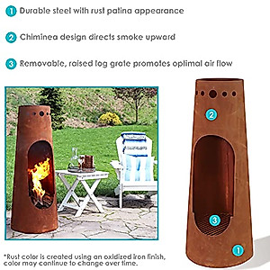 Sunnydaze Sante Fe 50-Inch Rustic Heavy-Duty Steel Chiminea with Rust Patina Finish - Wood Grate Included