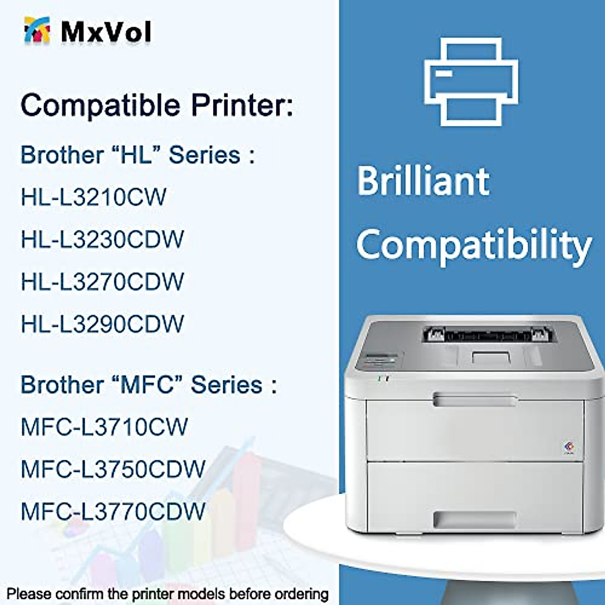 MxVol Compatible Brother DR223CL DR-223CL DR223 Drum Unit Replacement for Brother HL-L3290CDW MFC-L3710CW MFC-L3750CDW HL-L3210CW MFC-L3770CDW HL-L3230CDW HL-L3270CDW Printer, 4-Pack (NO Toner)