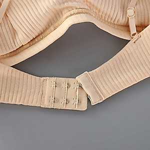 JFLYOU-Bra for Women,Female Ring-Free Cup Sexy Bra Threaded Wrap Chest Ladies Comfortable Underwear(Khaki,Free Size)