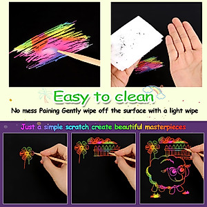 ZMLM Gift Christmas for Girl Art-Craft Kit: Rainbow Scratch Paper Magic Art Craft Project Supply Toddler Drawing Activity Kid Travel Toy Age 3-12 Year Old Birthday Gift