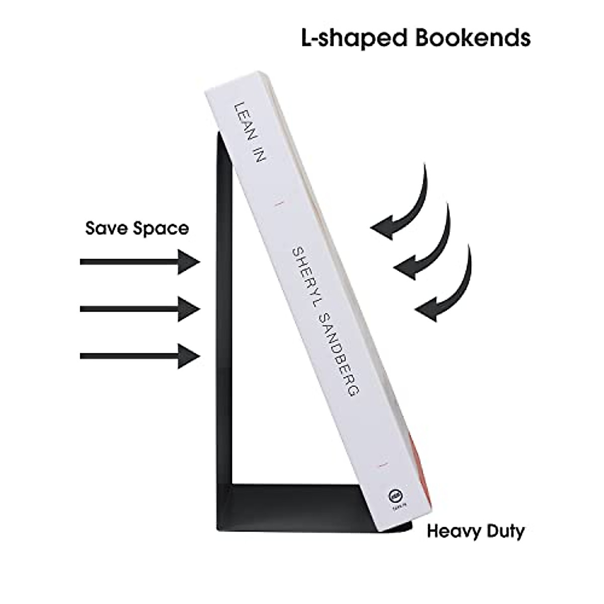 Book Ends, Bookends for Shelves, Home, Office, Heavy Duty Metal Book Stopper for Books, Metal Bookend Supports, Modern Minimalist Style Decorative Bookend, Black(4Pair/8Pcs)