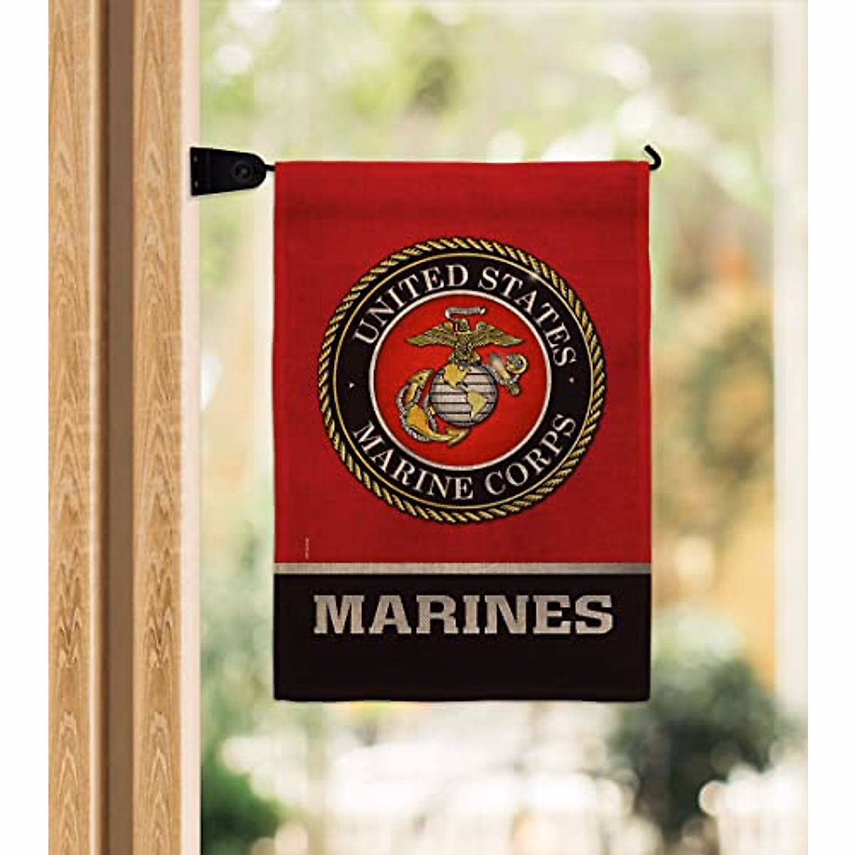 US MILITARY United State Burlap Garden Flag Set Mailbox Hanger Armed Forces Marine Corps USMC Semper Fi American Military Veteran Retire Official House Yard Gift Double-Sided, Made in USA