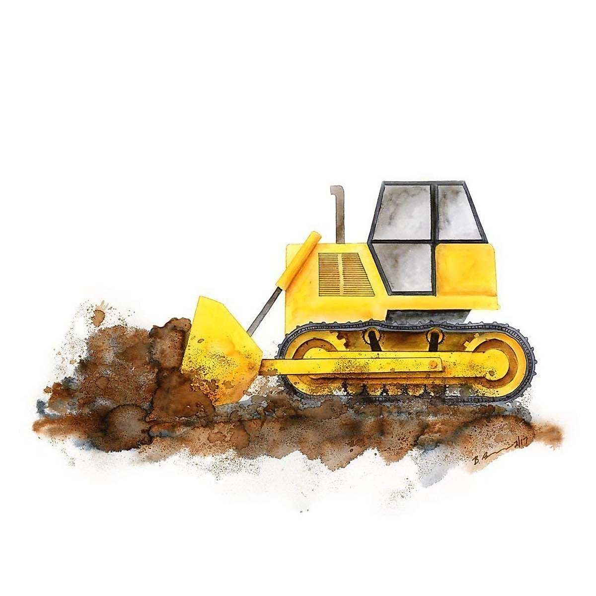 Construction Equipment Nursery Art Print Set, Set of 4 Truck Prints - Blue Cement Mixer, Green Excavator, Red Dump Truck and Yellow Bulldozer - Other Vehicles and Different Sizes Available