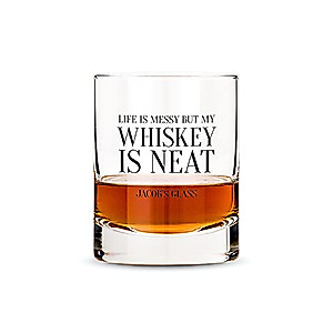 WEDDINGSTAR Personalized Whiskey Glass 11oz - Whiskey is Neat Print