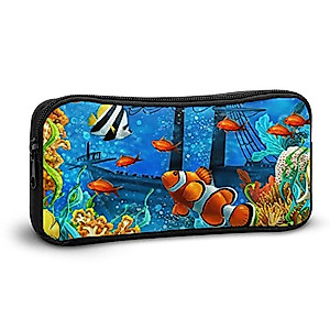 Tropical Fish Pencil Case Stationery Pen Pouch Portable Makeup Storage Bag Organizer Gift