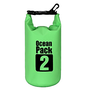 2L/3L/5L/10L/15L/20L/30L 500D Tarpaulin Heavey-Duty PVC Water Proof Dry Bag Sack for Kayaking/Boating/Canoeing/Fishing/Rafting/Swimming/Camping/Snowboarding(Green, 2L)