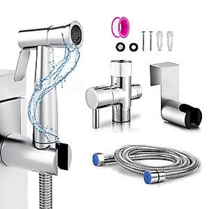 My Homebound Handheld Toilet Bidet Sprayer, Stainless Steel Jet Sprayer kit, Bathroom Bidet with Adjustable Water Pressure, Easy to Install Bidet Faucet Sprayer for Baby Cloth Diaper Cleaning