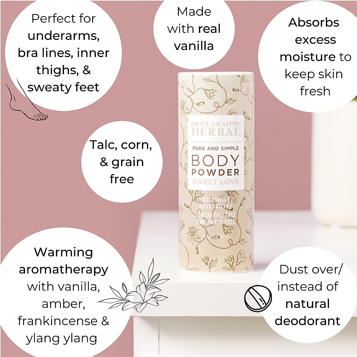 Natural Talc Free Powder, Body Powder for Women, Blissful Earth Scent with Lavender Essential Oil Blend, No Talc, Corn, Grain, Scented Bath Powder, 2.5 oz (3 Pack Body Powders)