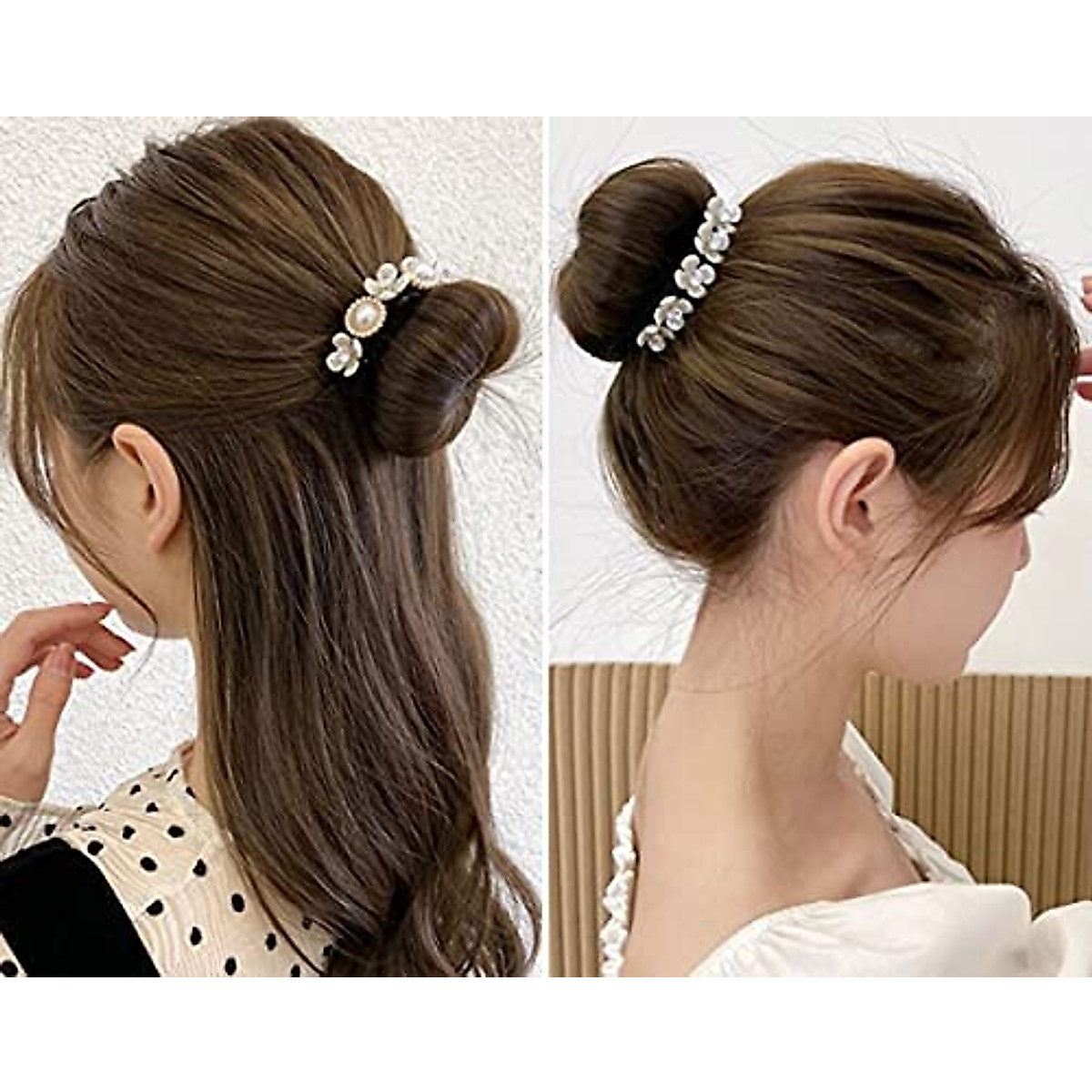 4Pcs Magic Hair Bun Maker with Peal and Flower Foam Sponge Buns Shaper Donut Holder Hair Twist Curler Hair Accessory DIY Hair Styling Tool for Women and Girls