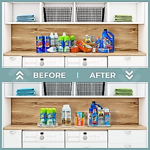 Sorbus Laundry Organizer Set, Large Stackable Bin Open Front, 2 Narrow Stackable Storage Bins, 1 Lazy Susan Organizer, - Clear Organizer Bins for Laundry Organization and Storage (Set of 4)