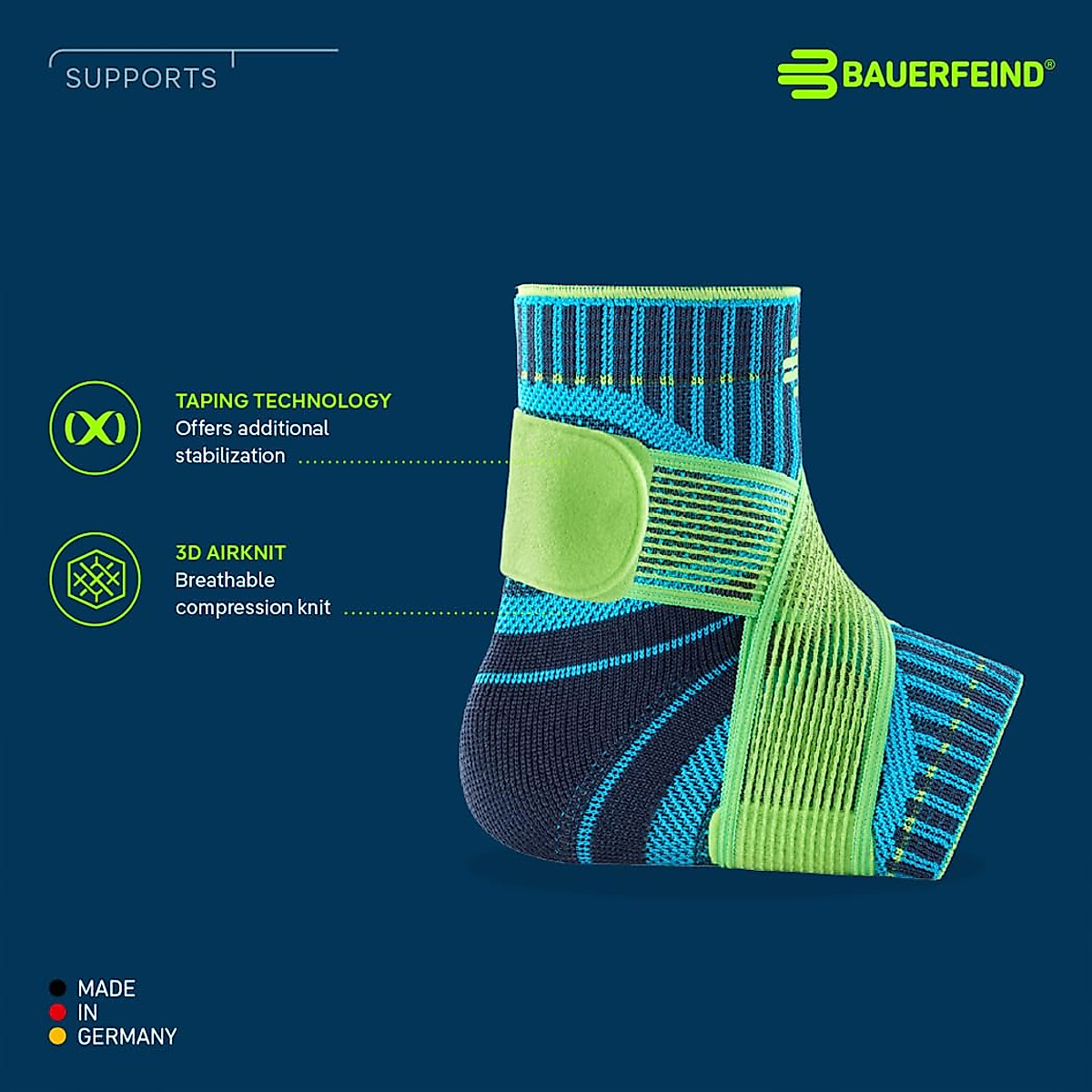 Bauerfeind Sports Ankle Support - Breathable Compression (Black, Medium/Right)
