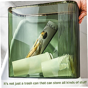 Transparent Trash Can, 12.2x6.1x11.8 inch Green Garbage Can, Bathroom Trash Cans with Lids, Plastic Slim Waste Basket, Space-saving Trash Can