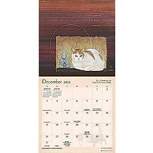 Zen Cat 2023 Wall Calendar | Meditational Art by Nicholas Kirsten-Honshin | 12" x 24" Open | Amber Lotus Publishing