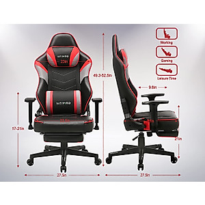 SITMOD Video Game Chairs Ergonomic Gaming Chair with Footrest High Back Massage Gaming Chair Recliner PC Leather Racing Gamer Chairs Adjustable Lumbar Support Swivel Computer Chairs for Adults