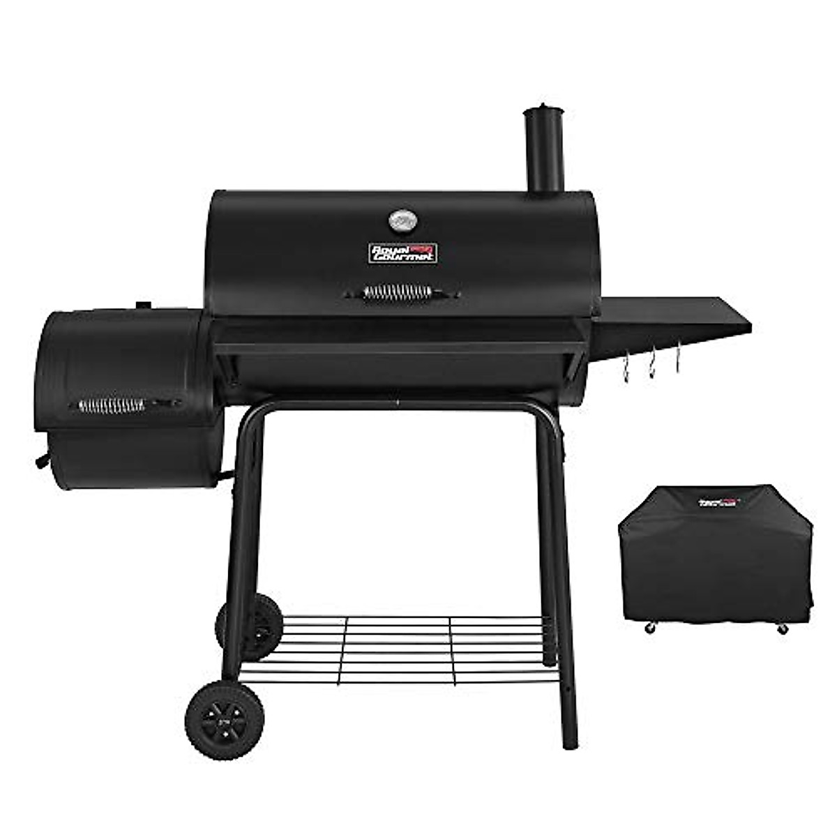 Royal Gourmet CC1830SC Charcoal Grill Offset Smoker with Cover, 811 Square Inches, Black, Outdoor Camping & Cuisinart CGS-W13 Wooden Handle Tool Set (13-Piece) , Black